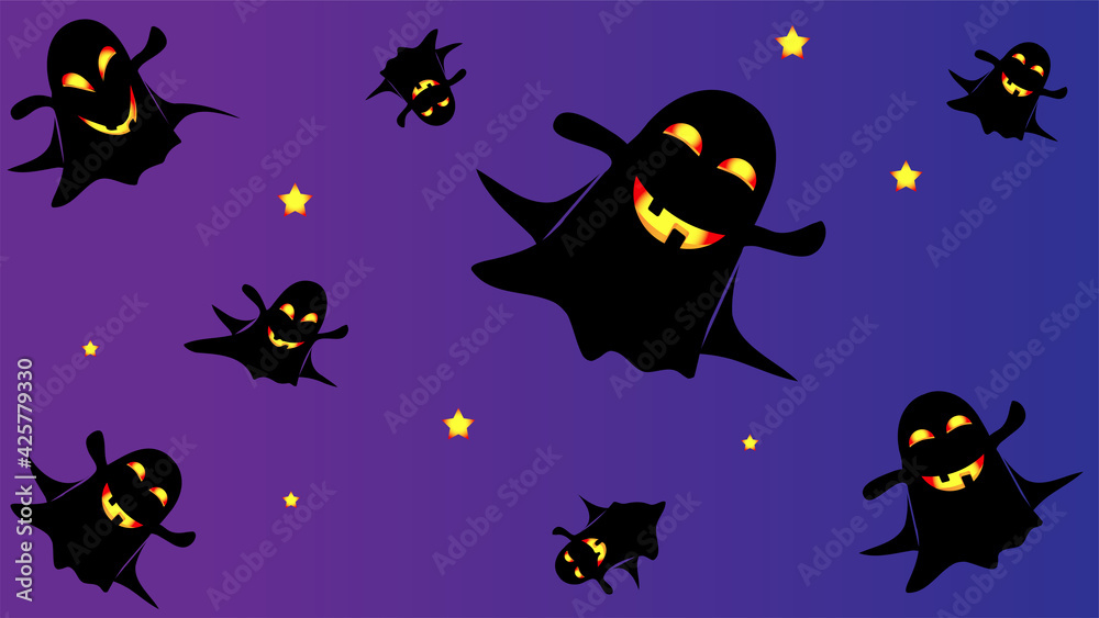 Vector graphics. Halloween character is a ghost. Cartoon characters of ...