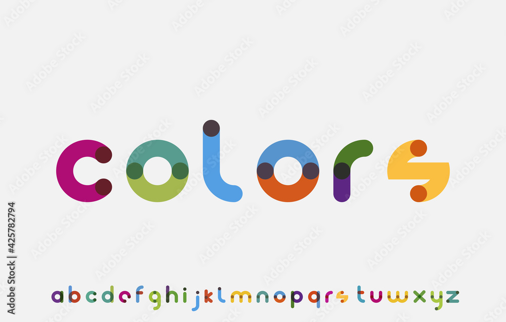 colorful calligraphy alphabet small lettering a to z font family Stock ...