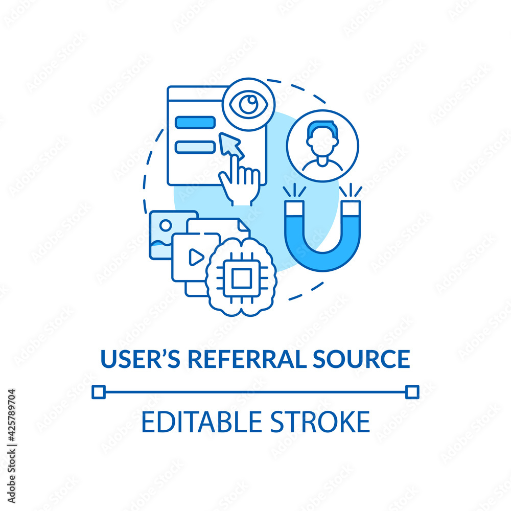 User referral source blue concept icon. Customer internet activity ...