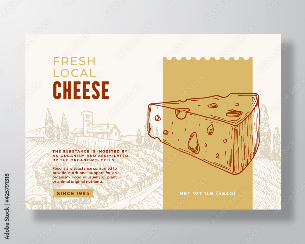 Fresh Cheese Food Label Template. Abstract Vector Packaging Design ...