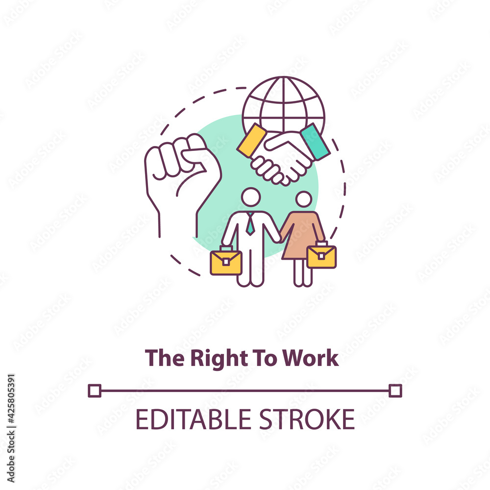 The right to work concept icon. Labour union. Equality for gender. Male ...