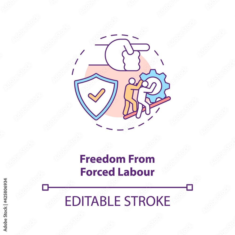 Freedom from forced labour concept icon. Stop labour exploitation ...