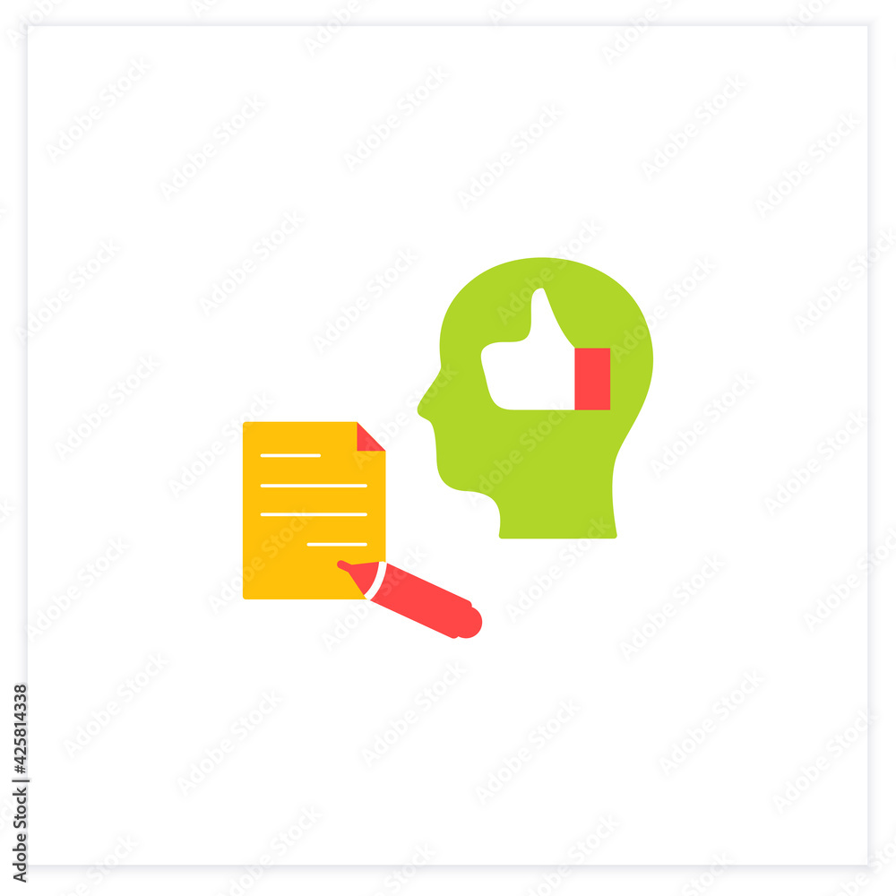 Feedback flat icon. Giving constructive feedback. Reasonable thoughts ...