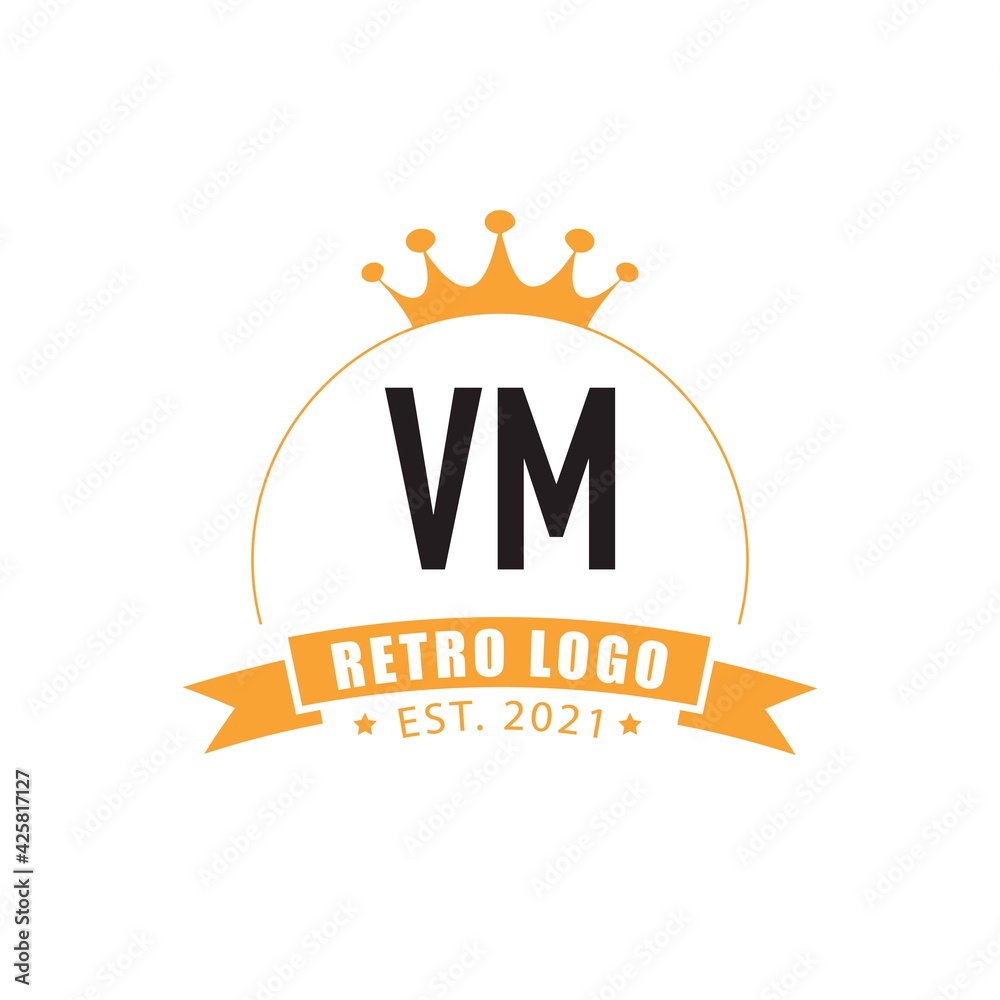 Initial Letter VM Circle King Logo Concept, Creative Design Logo. Stock ...