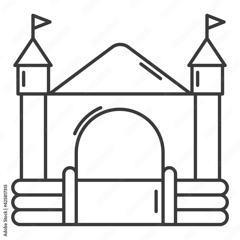 Bouncy castle outline icon. Jumping house on kids playground. Vector ...