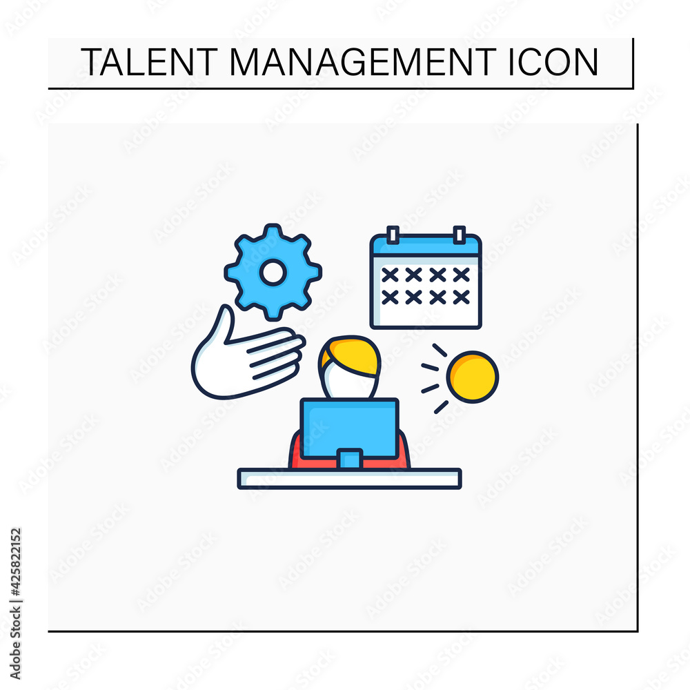 Time off management color icon. Rational time distribution. Schedule ...