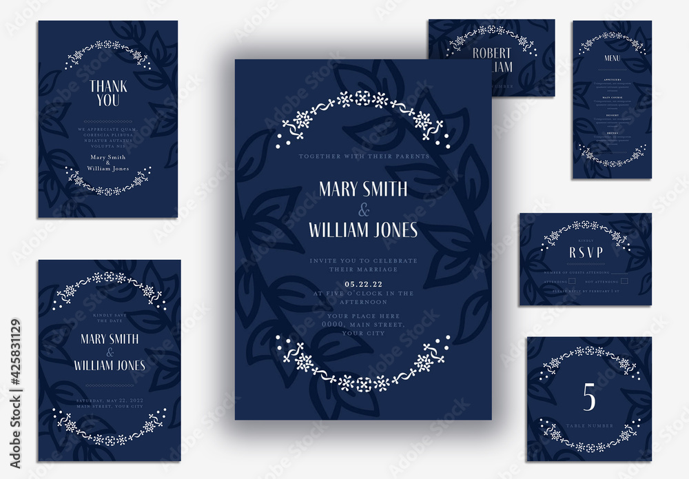 Elegant Blue Wedding Suite Stock Template | Adobe Stock