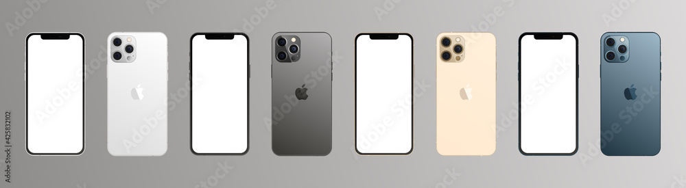 Apple iPhone 13 Pro Max in four colors. Iphone mockup set. Vector ...