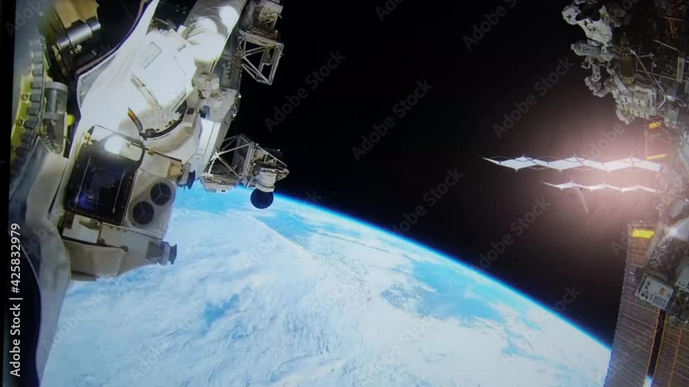 The International Space Station (ISS), which orbits the planet Earth in ...