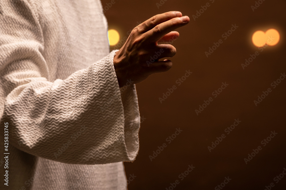 Jesus Christ praying at night Stock Photo | Adobe Stock