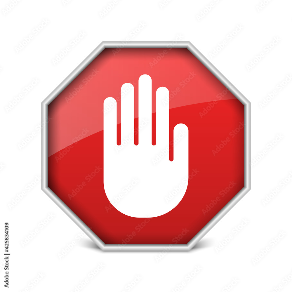 No entry hand sign on white background, vector illustration Stock ...