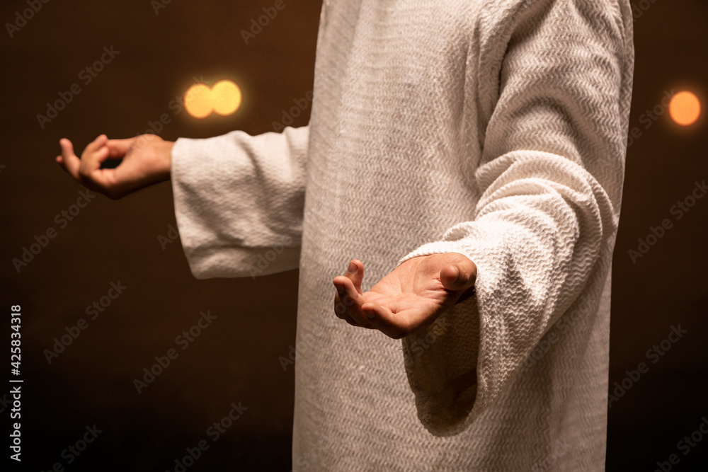 Jesus Christ praying at night Stock Photo | Adobe Stock