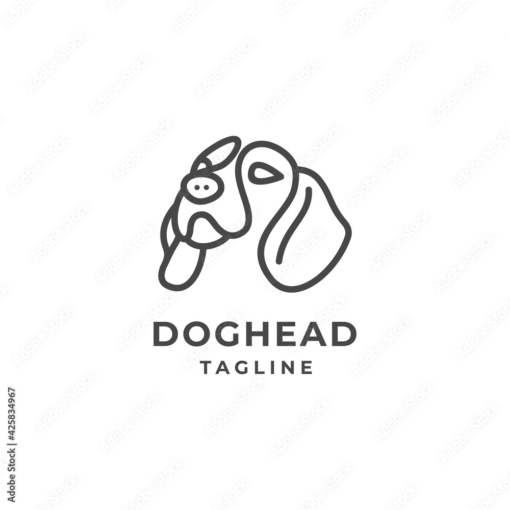 Simple Line art Dog Head Logo Stock Vector | Adobe Stock