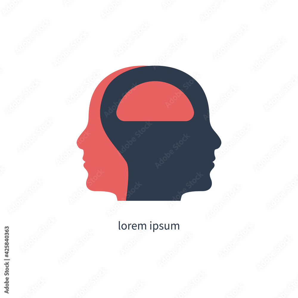Empathy symbol. Two profiles with link between them Stock Vector ...