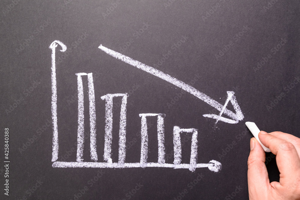 Business Going Down, Decreasing Graph on Chalkboard Stock Photo | Adobe ...
