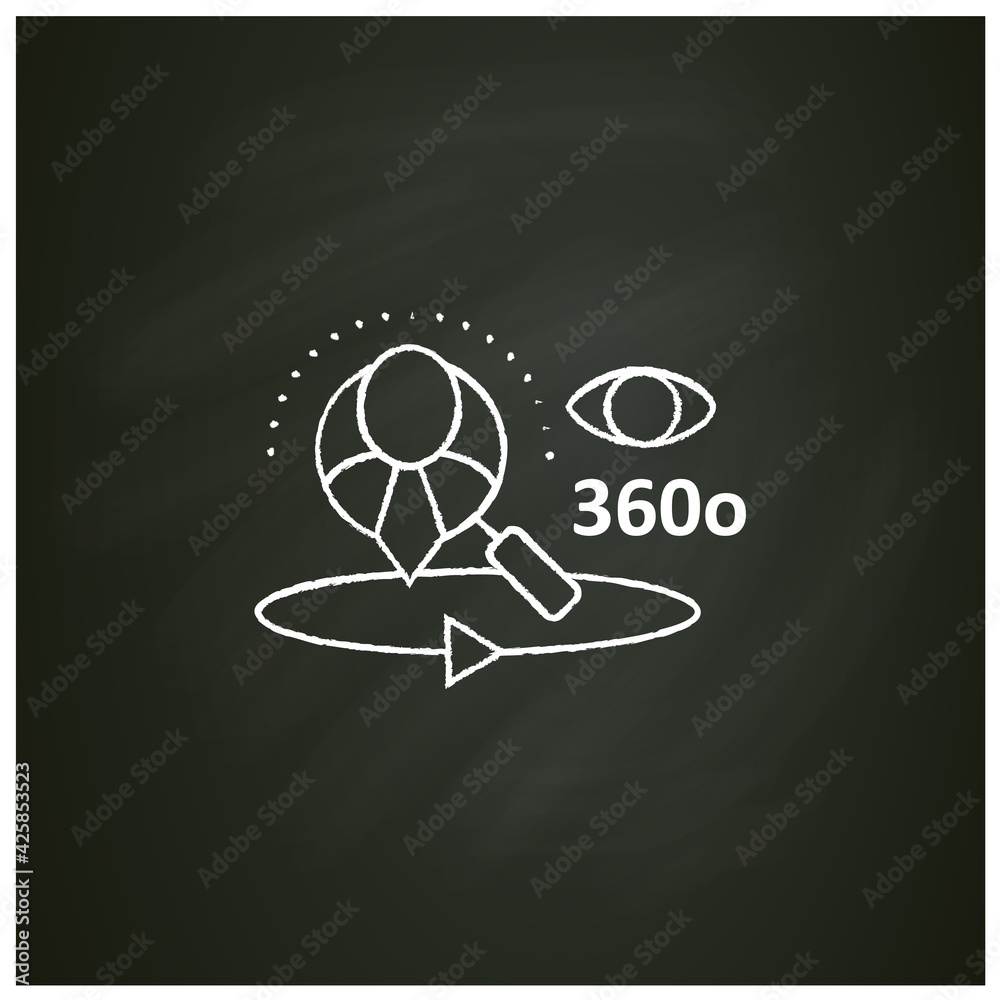360-degree customer view chalk icon.All client data in one place ...