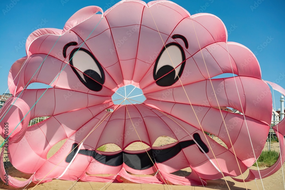 Water sport, parasailing. Mediterranean Sea, Turkey. Colorful parasail ...