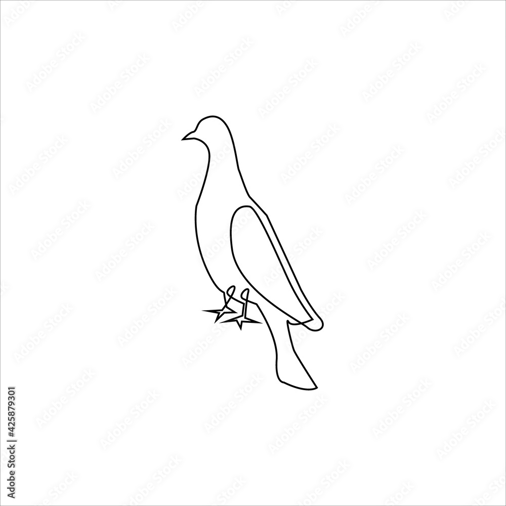 Vettoriale Stock Line drawing pigeon tattoo.Pigeon Bird one line hand ...