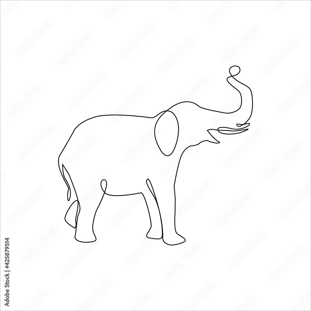 Minimalist One Line Elephant Icon. Elephant one line hand drawing ...