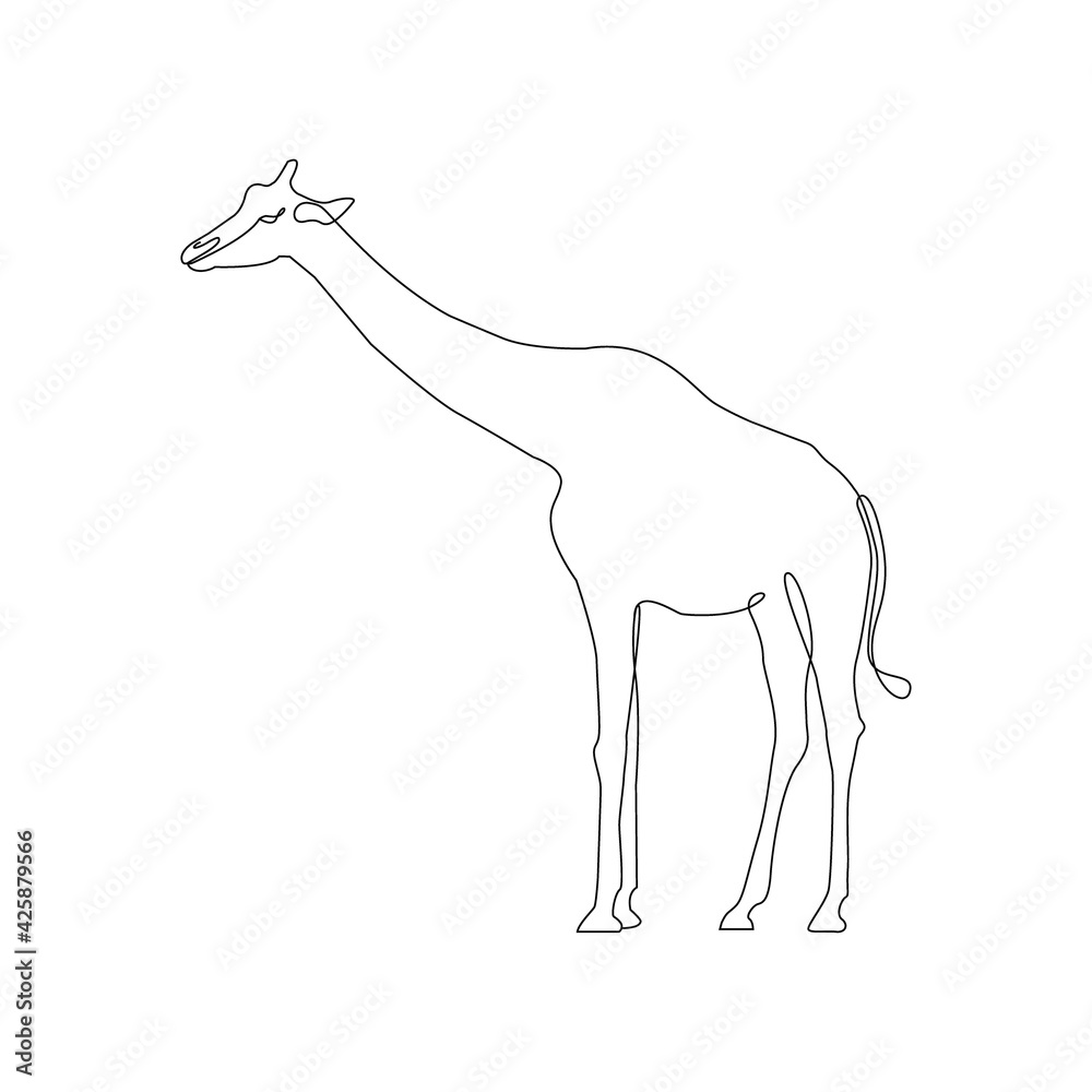 Minimalist One Line Giraffe Icon. Line drawing animal tattoo. Giraffe ...