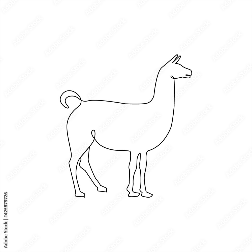 Llama outline drawing tattoo. Vector Illustration. Minimalistic llama ...