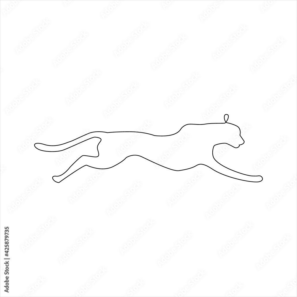 Minimalistic One Line Leopard or Cheetha Icon. Leopard or Cheetah one ...