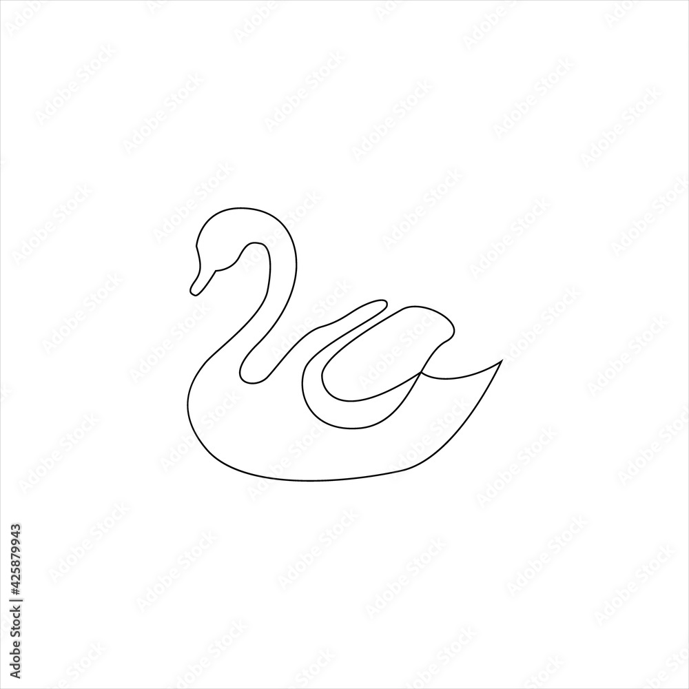 Minimalistic One Line Swan or Goose Icon. Line drawing Swan tattoo ...