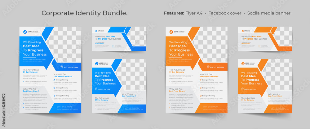 corporate business identity bundle, corporate flyer, poster, corporate ...