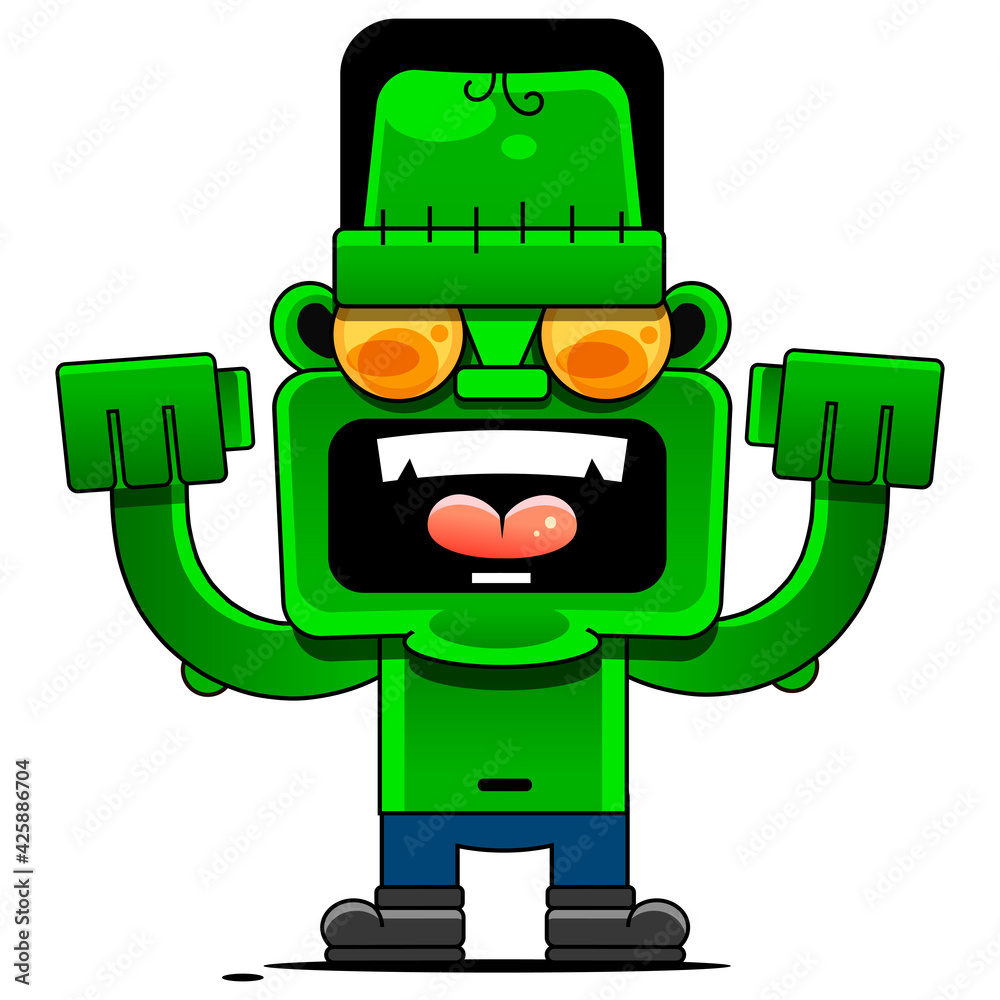 Cartoon cheerful Monster cartoon Sign for print, in comics, Fashion ...