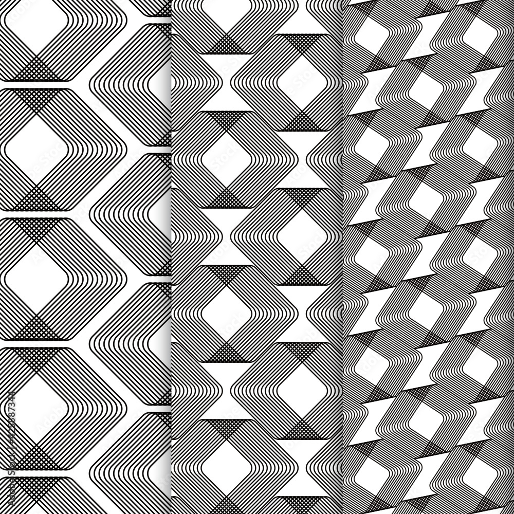 varios patrones con líneas y cuadrados Stock Vector | Adobe Stock