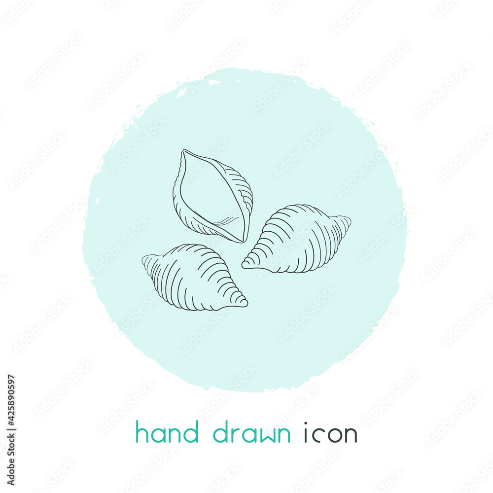 Conchiglie pasta shape icon line element. Vector illustration of ...