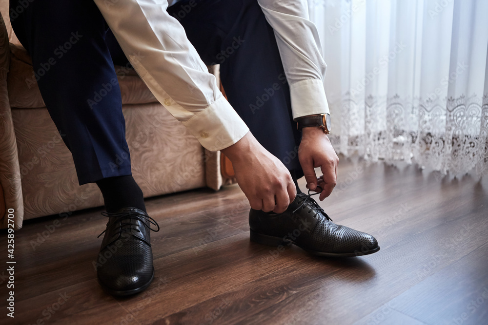 businessman clothes shoes, man getting ready for work,groom morning ...