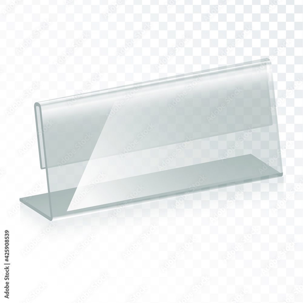 Acrylic table tent, card holder isolated on transparent background ...
