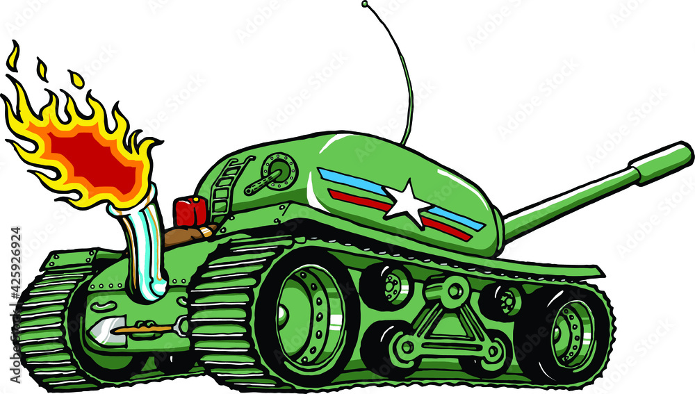 Cartoon Army Tank | WW2 US Sherman Stock Vector | Adobe Stock