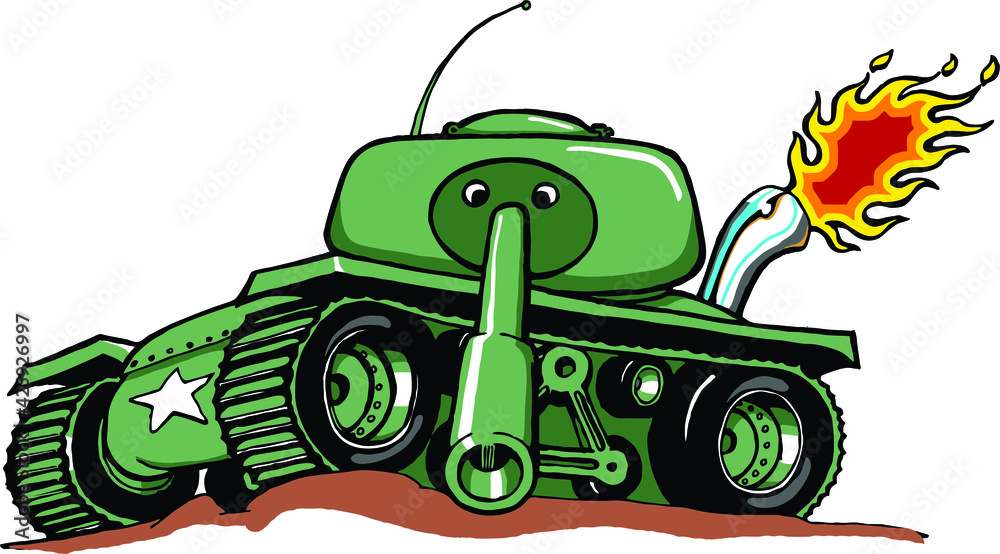 Cartoon Army Tank | WW2 US Sherman Stock Vector | Adobe Stock