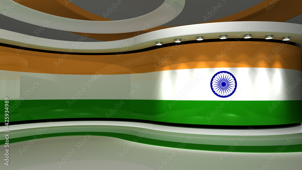 India. Indian flag background. TV studio. News studio. The perfect ...