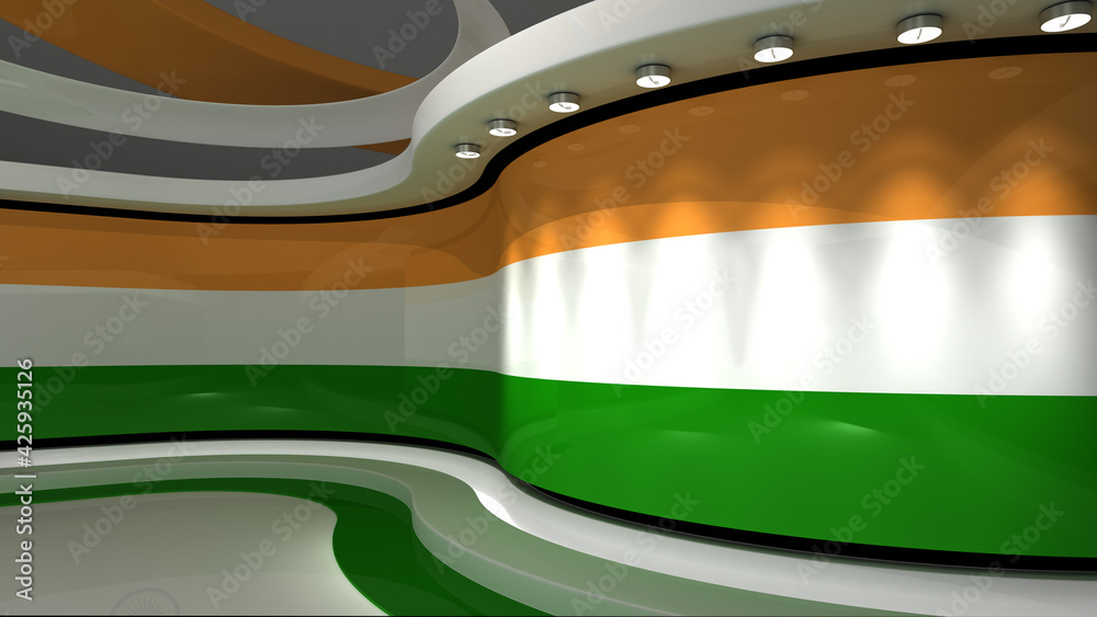 India. Indian flag background. TV studio. News studio. The perfect ...