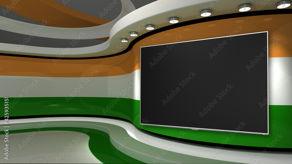 India. Indian flag background. TV studio. News studio. The perfect ...
