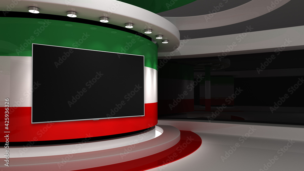 Iran. Iranian flag background. TV studio. News studio. The perfect ...
