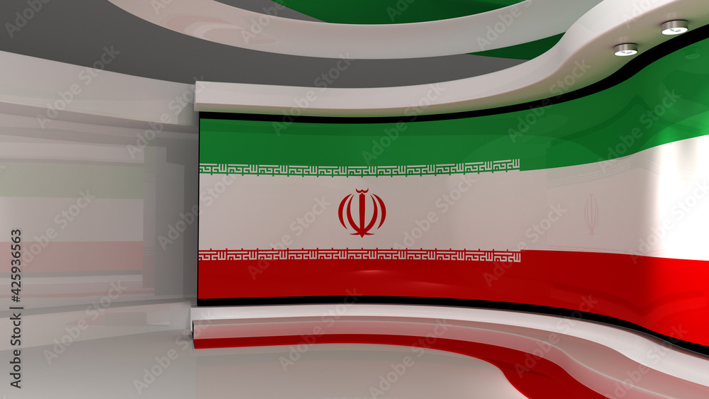 Iran. Iranian flag background. TV studio. News studio. The perfect ...