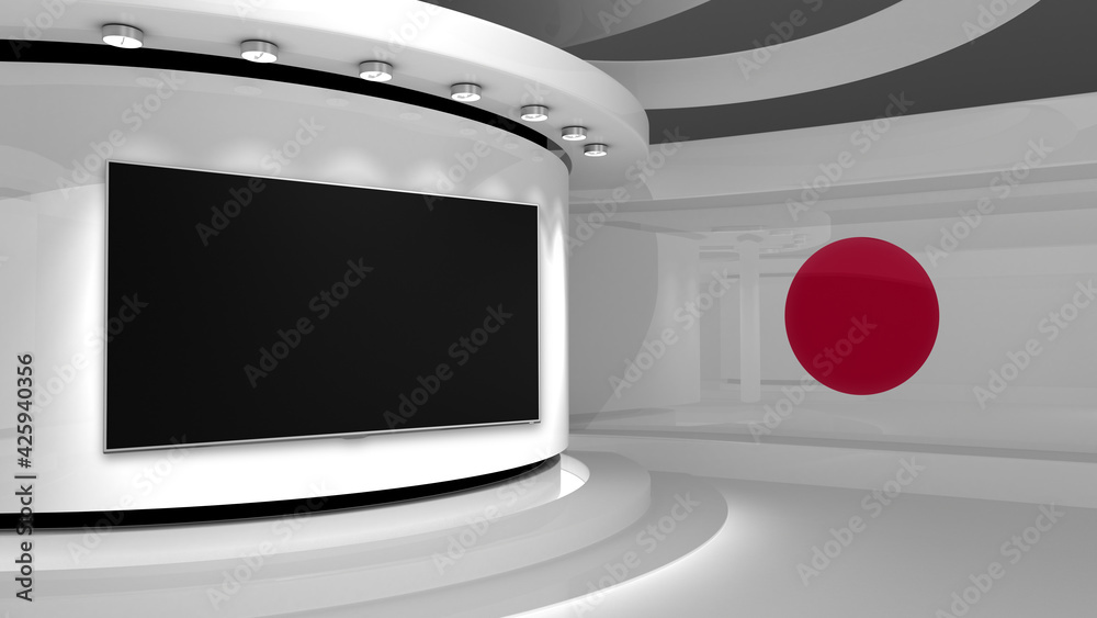 Japan. Japanese flag background. TV studio. News studio. The perfect ...