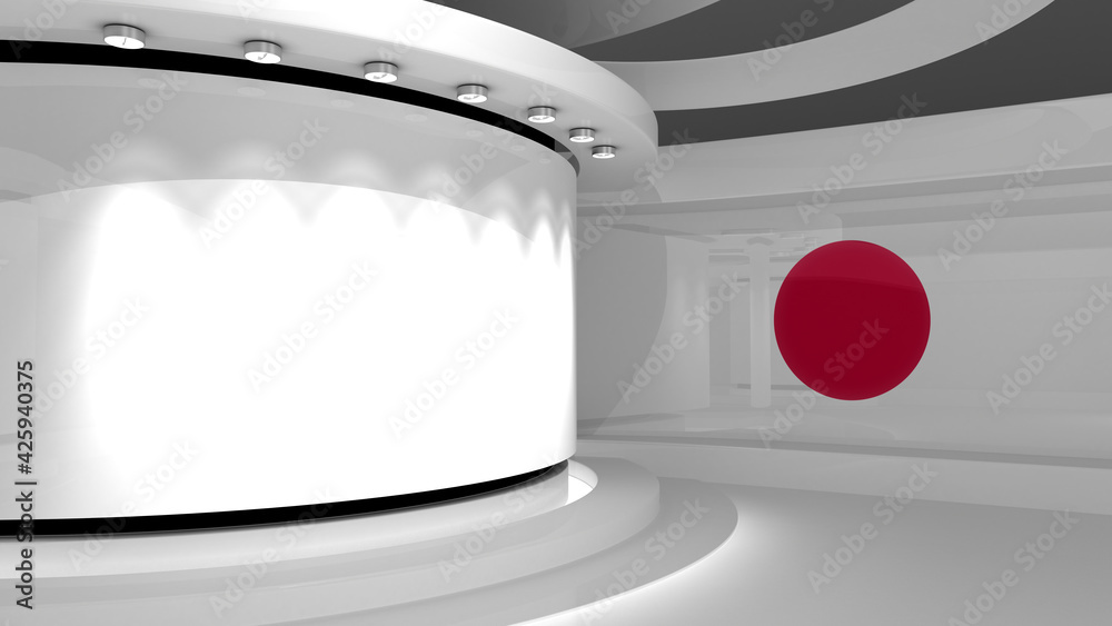 Japan. Japanese flag background. TV studio. News studio. The perfect ...