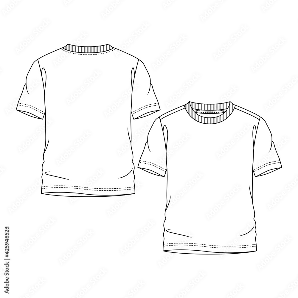 Boys Short Sleeves Tee fashion flat sketch template. Young Men ...
