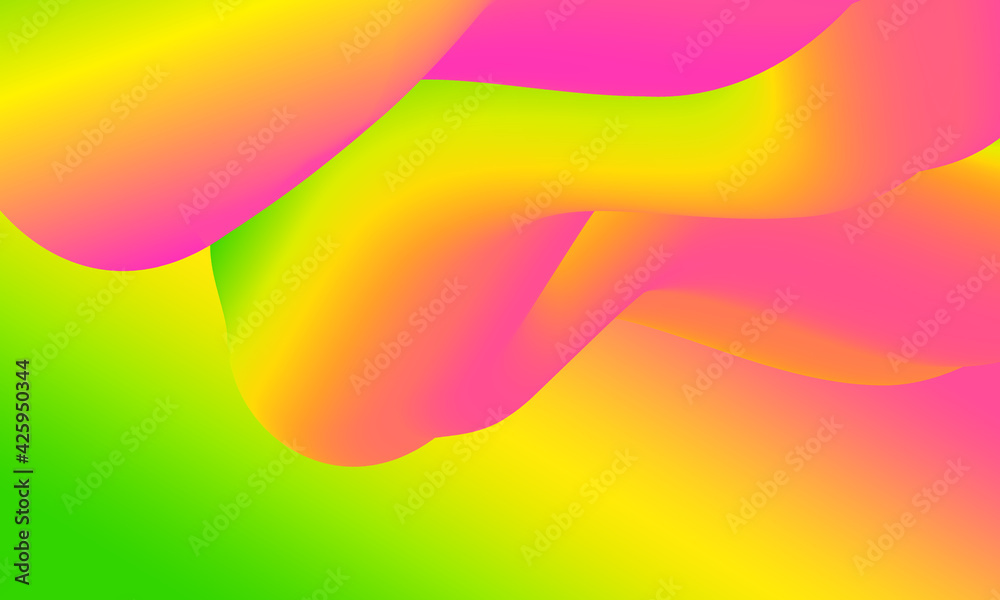 Colorful abstract rainbow curve 3D flow background. Liquid fluid ...