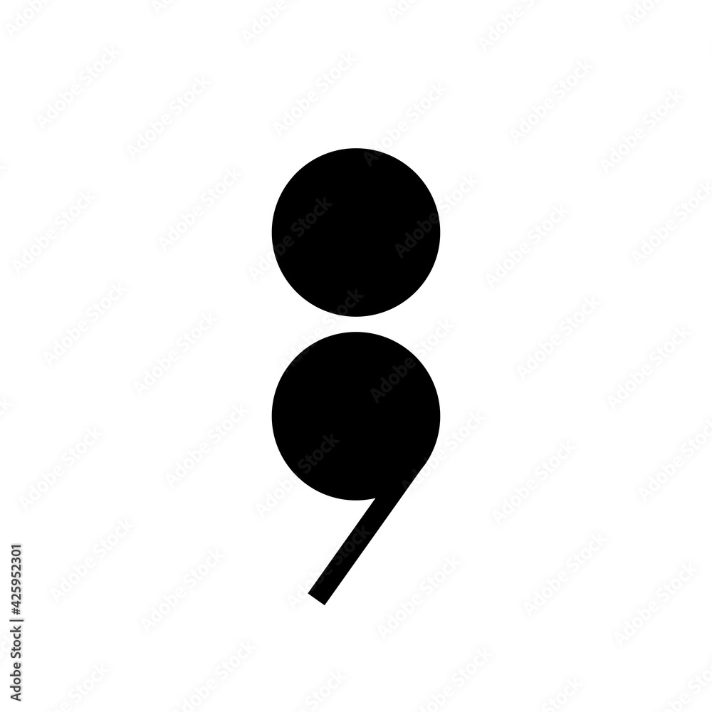 Black semicolon isolated on white. Flat punctuation icon. Vector ...