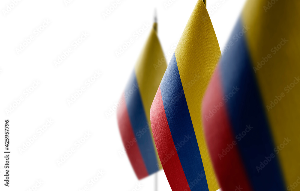 Small national flags of the Colombia on a white background Stock Photo ...