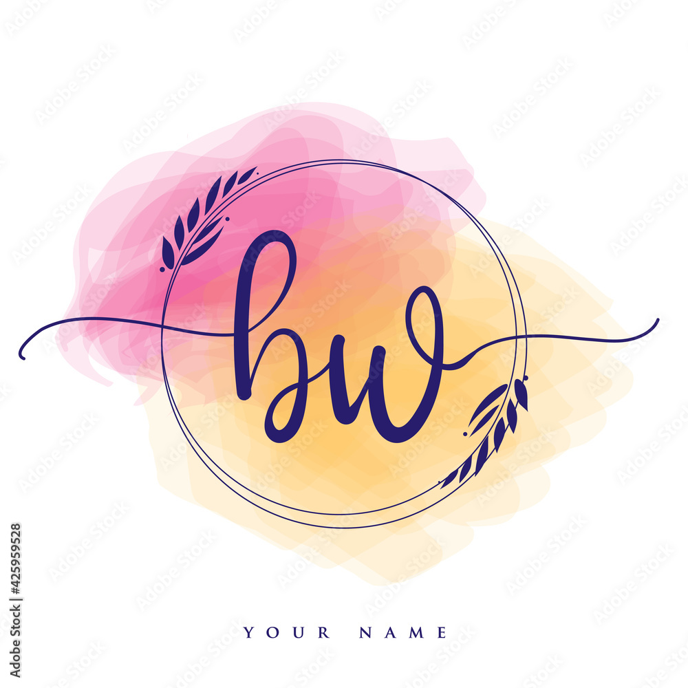BW Initial handwriting logo. Hand lettering Initials logo branding ...