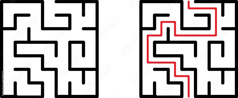 Plakat Vector labyrinth. Maze or Labyrinth. Vector illustration.Education logic game labyrinth ...