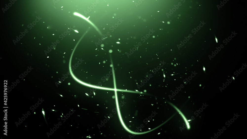 Perfect green fire particles embers sparks on isolated black background ...