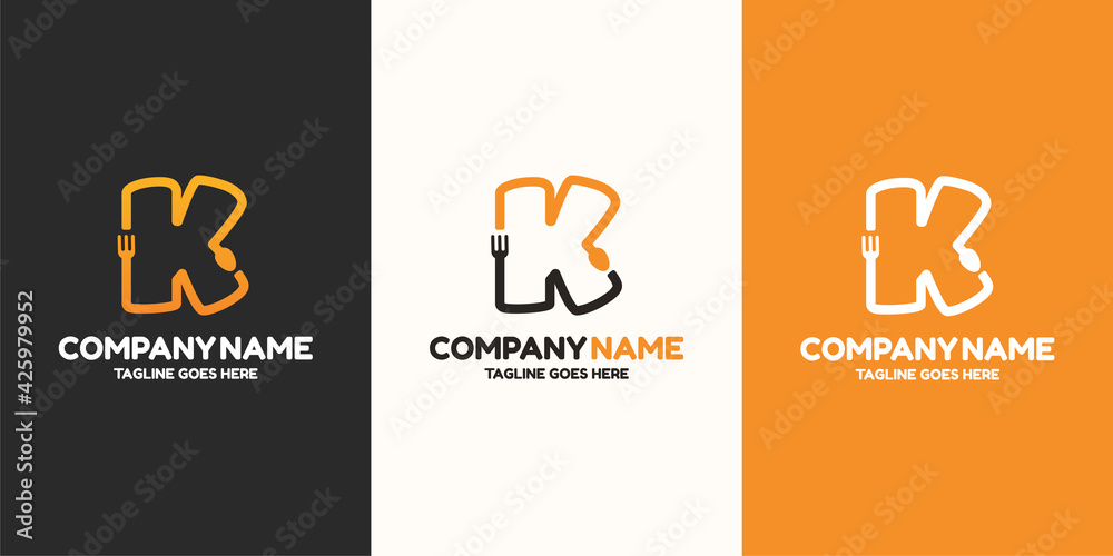 Initial letter K food Logo Design Template. Illustration vector graphic ...